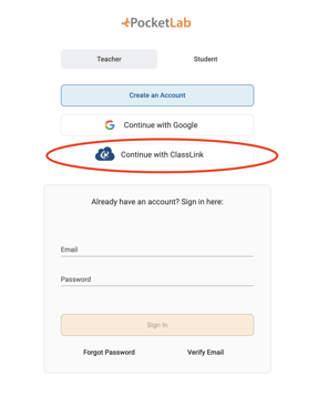 How do I set up ClassLink with PocketLab Notebook?